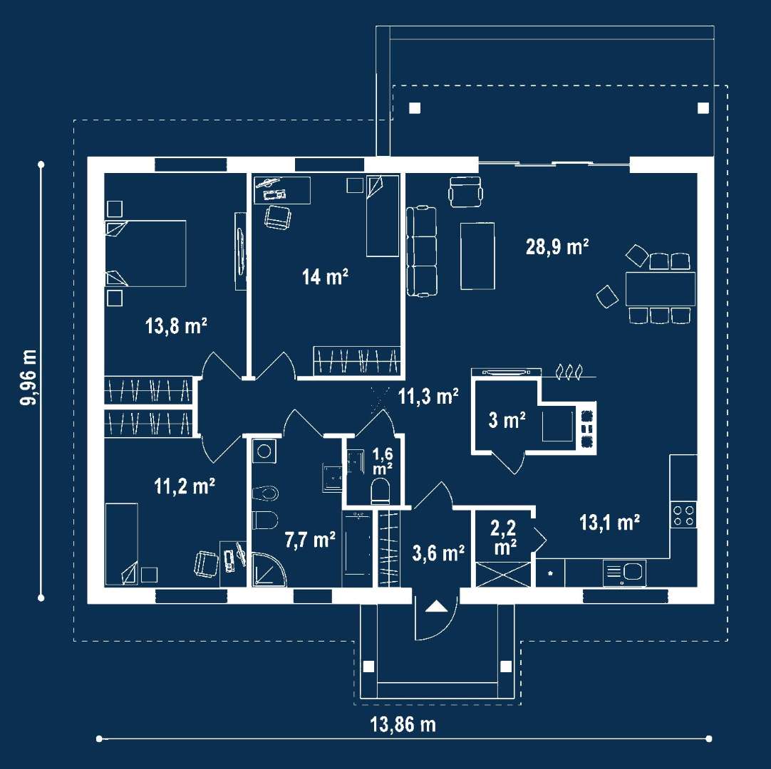 Model casa parter 127mp, ideală pentru teren de 400mp | CaseBineFacute.ro